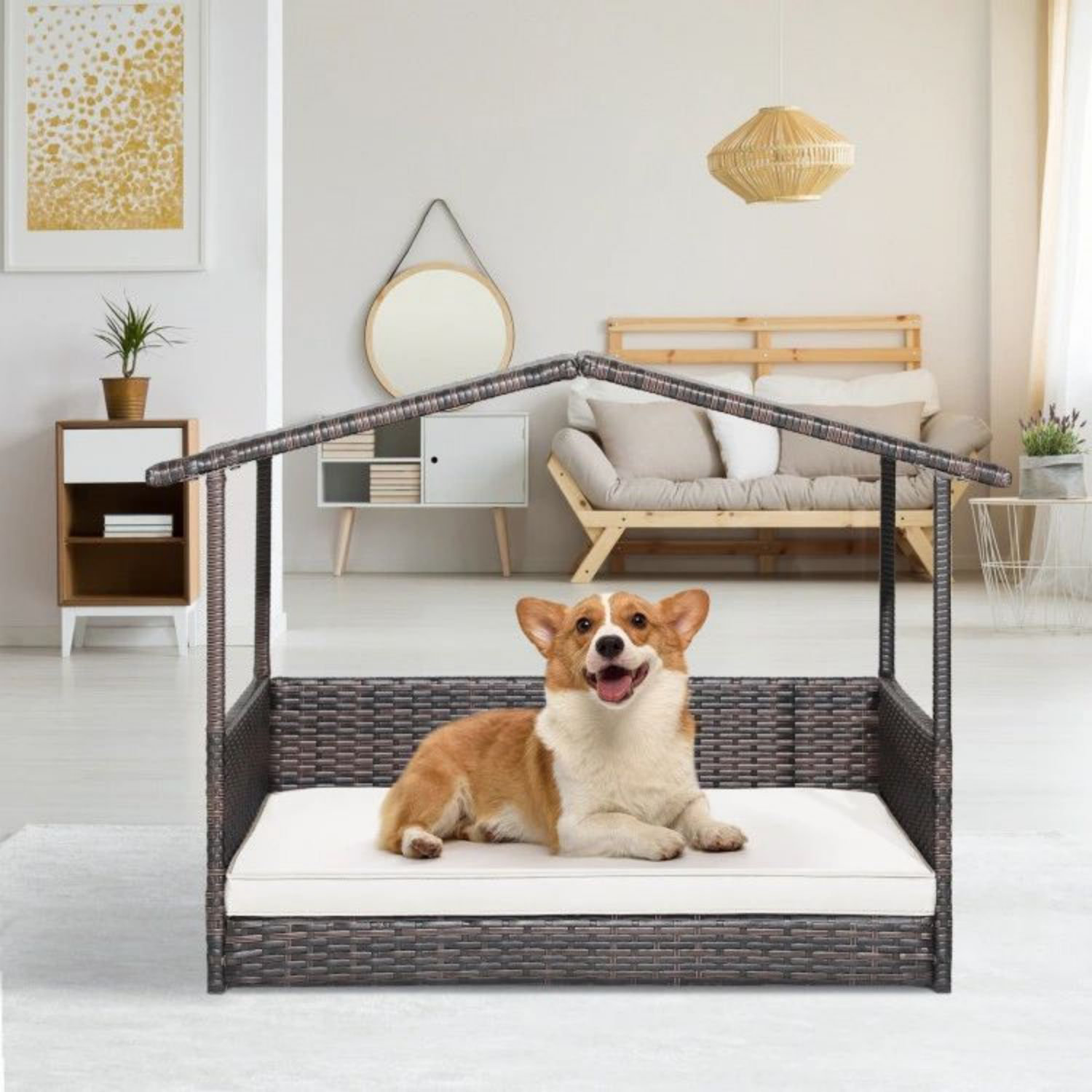 Tucker Murphy Pet™ Outdoor Wicker Dog House With Weatherproof Roof ...