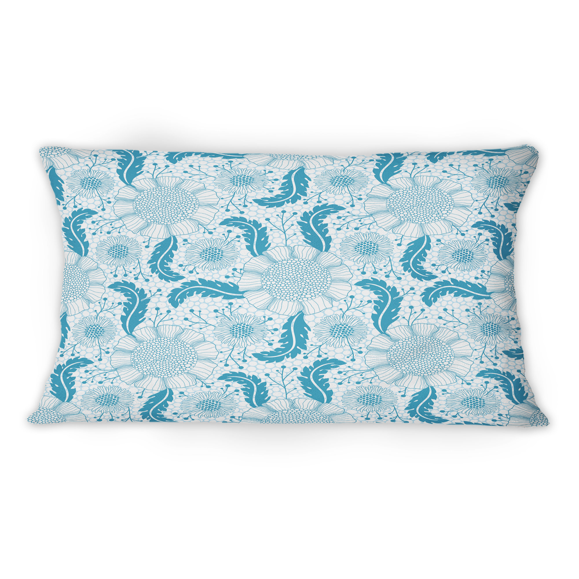 Design Art Light Blue Flower On White -1 Patterned Printed Throw Pillow ...