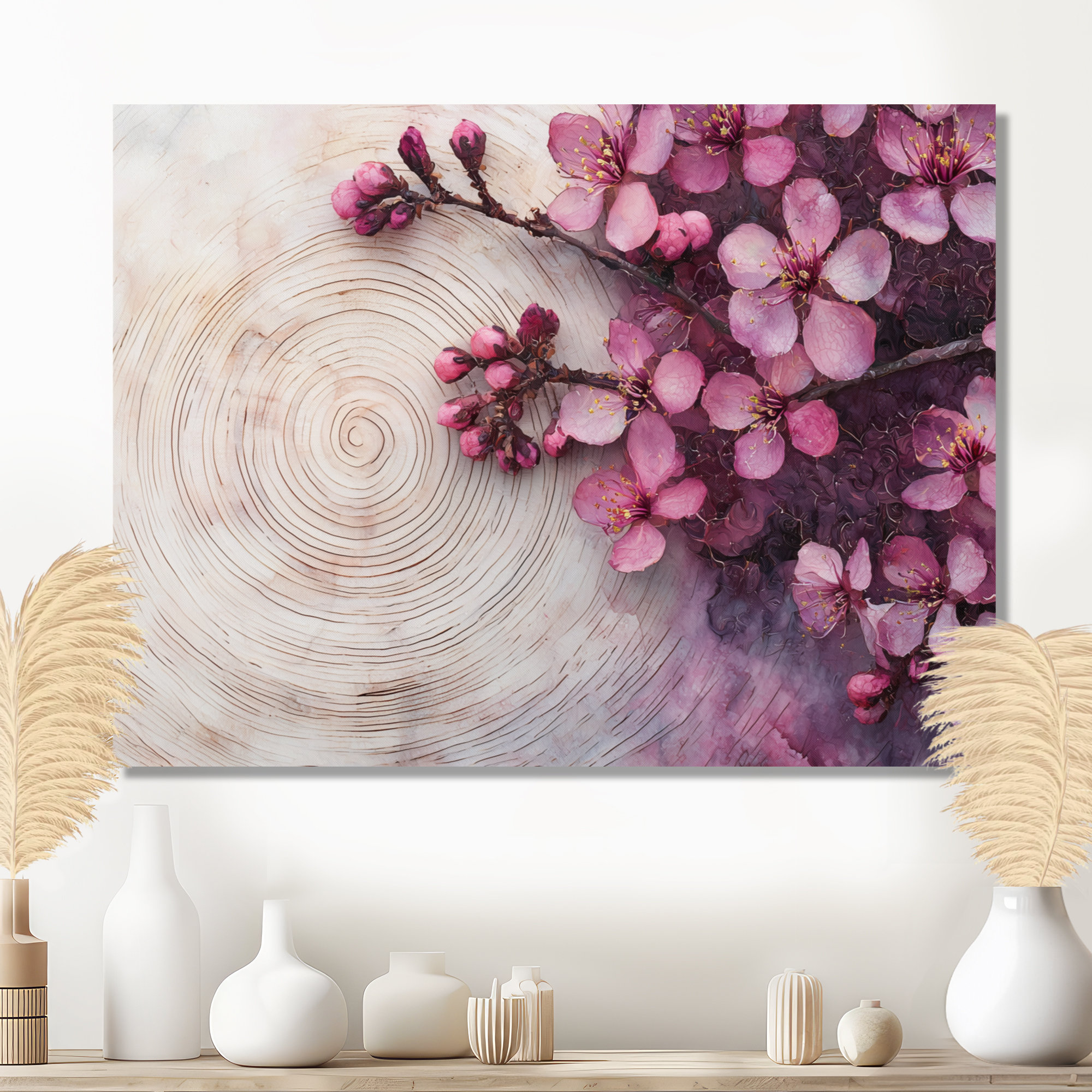 House of Hampton® Muscanell Purple Cherry Blossoms Tree And Crystal Landscape III - Cherry ...