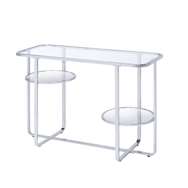 Orren Ellis Yan Glass Top Cross Legs End Table & Reviews | Wayfair