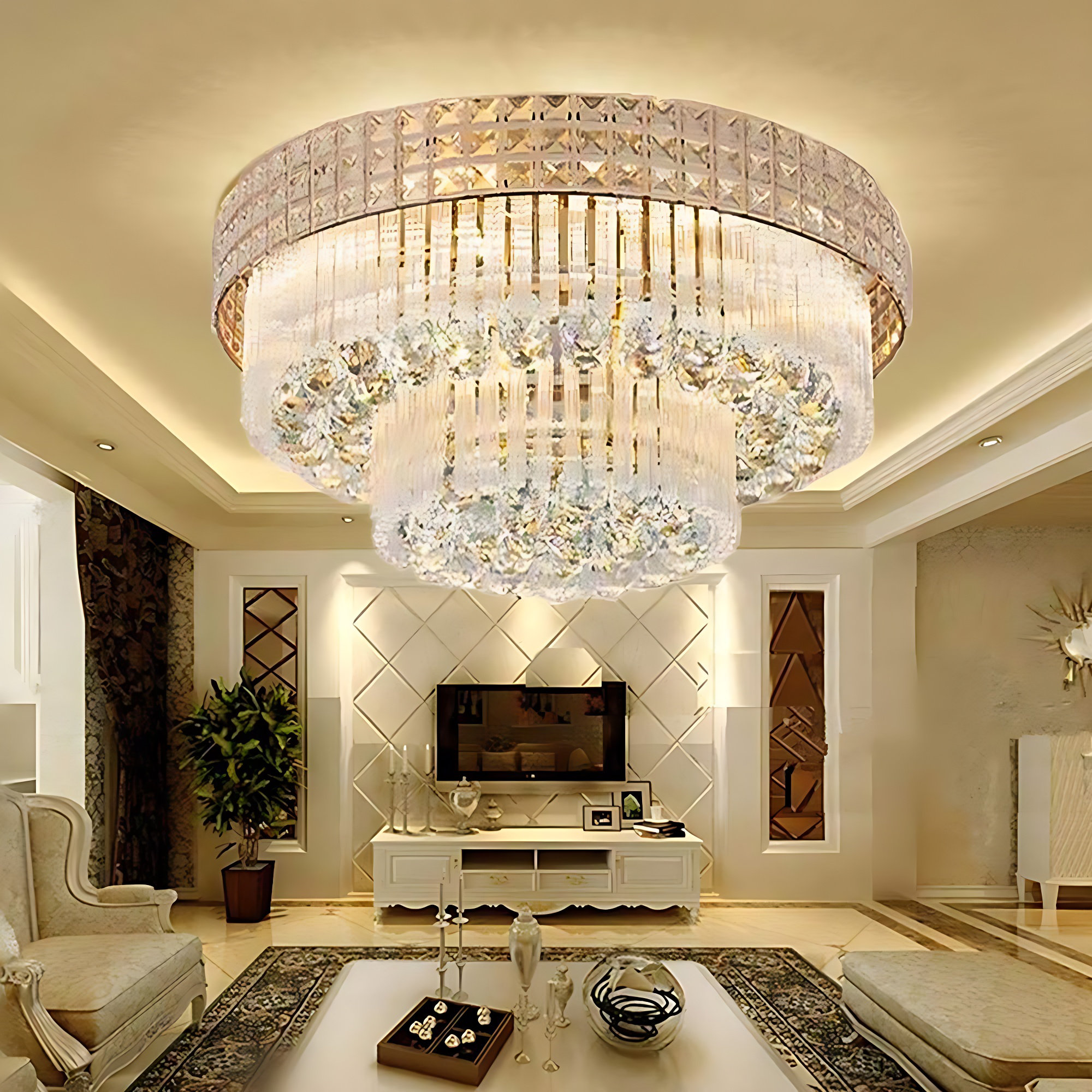 Rosdorf Park Modern Crystal Chandelier Flush Mount Led Ceiling Light ...
