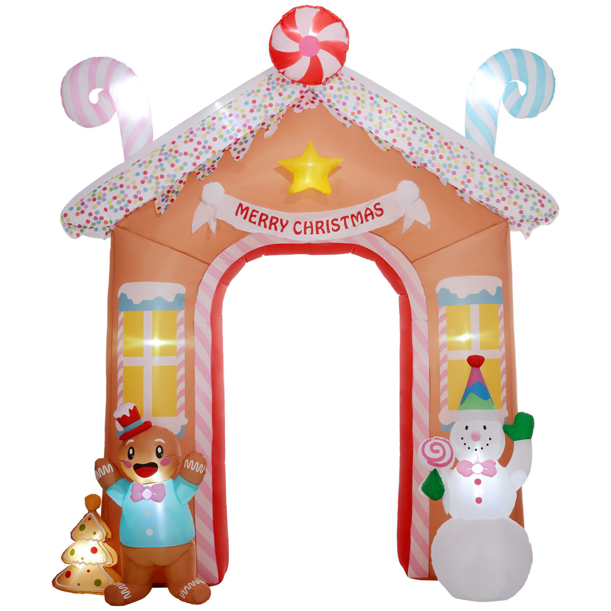 Ophelia & Co. 10' Christmas Inflatable Gingerbread House Archway with ...