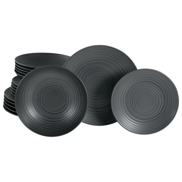 Creatable Lava Stone 18 Piece Stoneware Dinnerware Set - Service for 6 ...