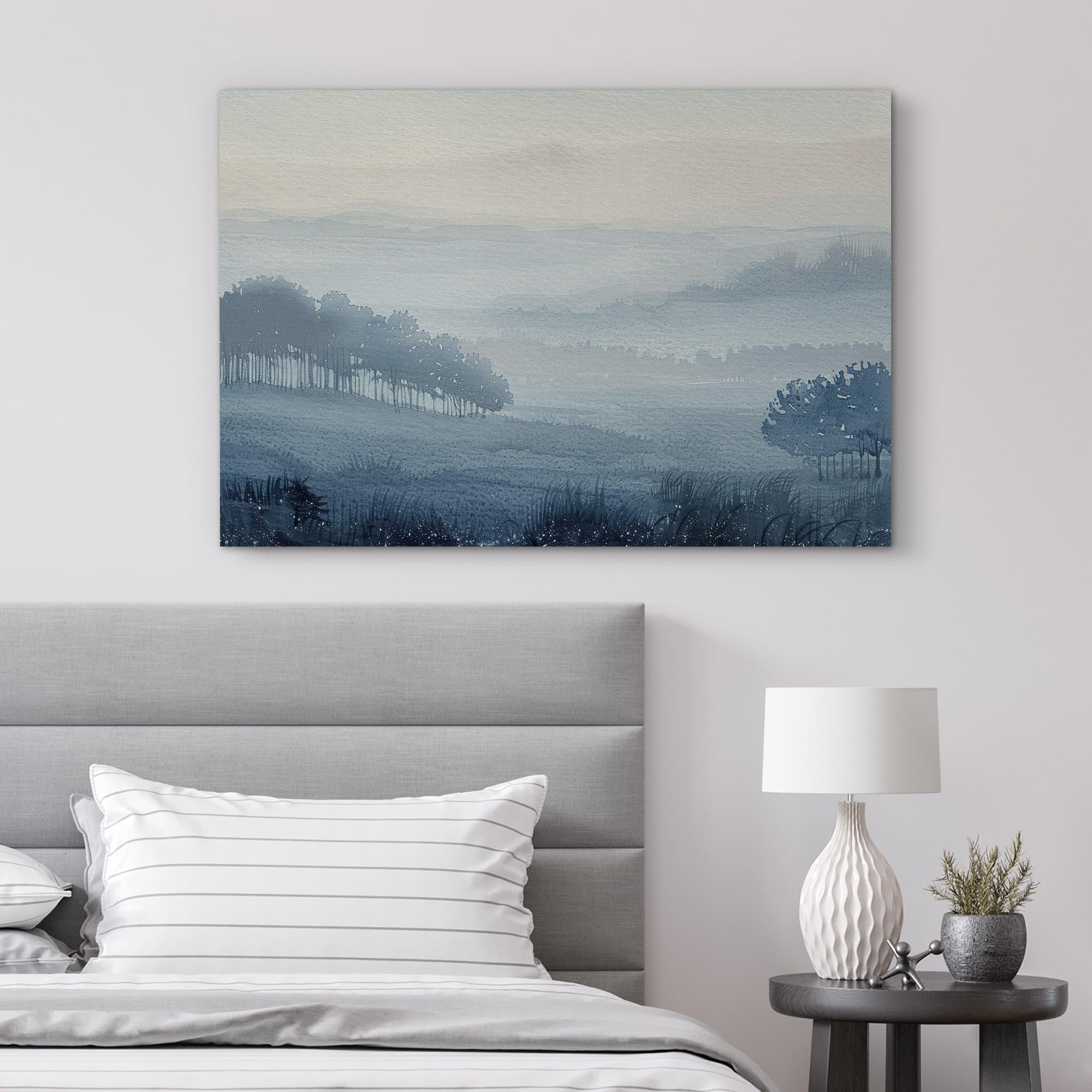 IDEA4WALL Woodland Forest Landscape " Tranquil Dusk Blue Hued Landscape ...