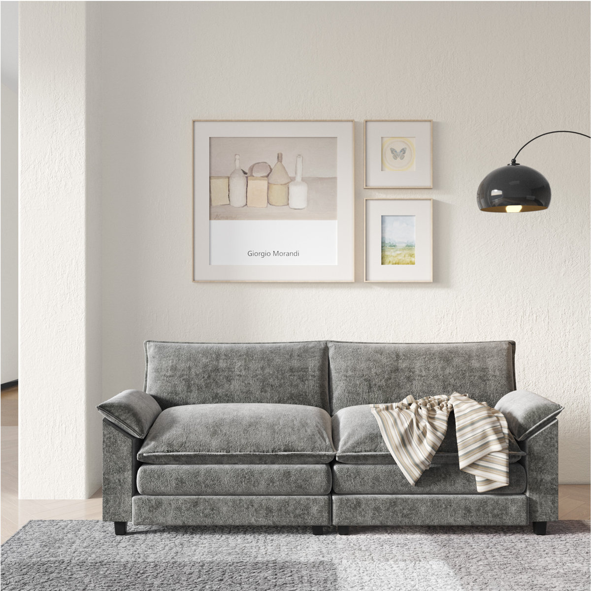 Ebern Designs 83.5" Chenille Modern Sectional Couch Sofas for Living ...