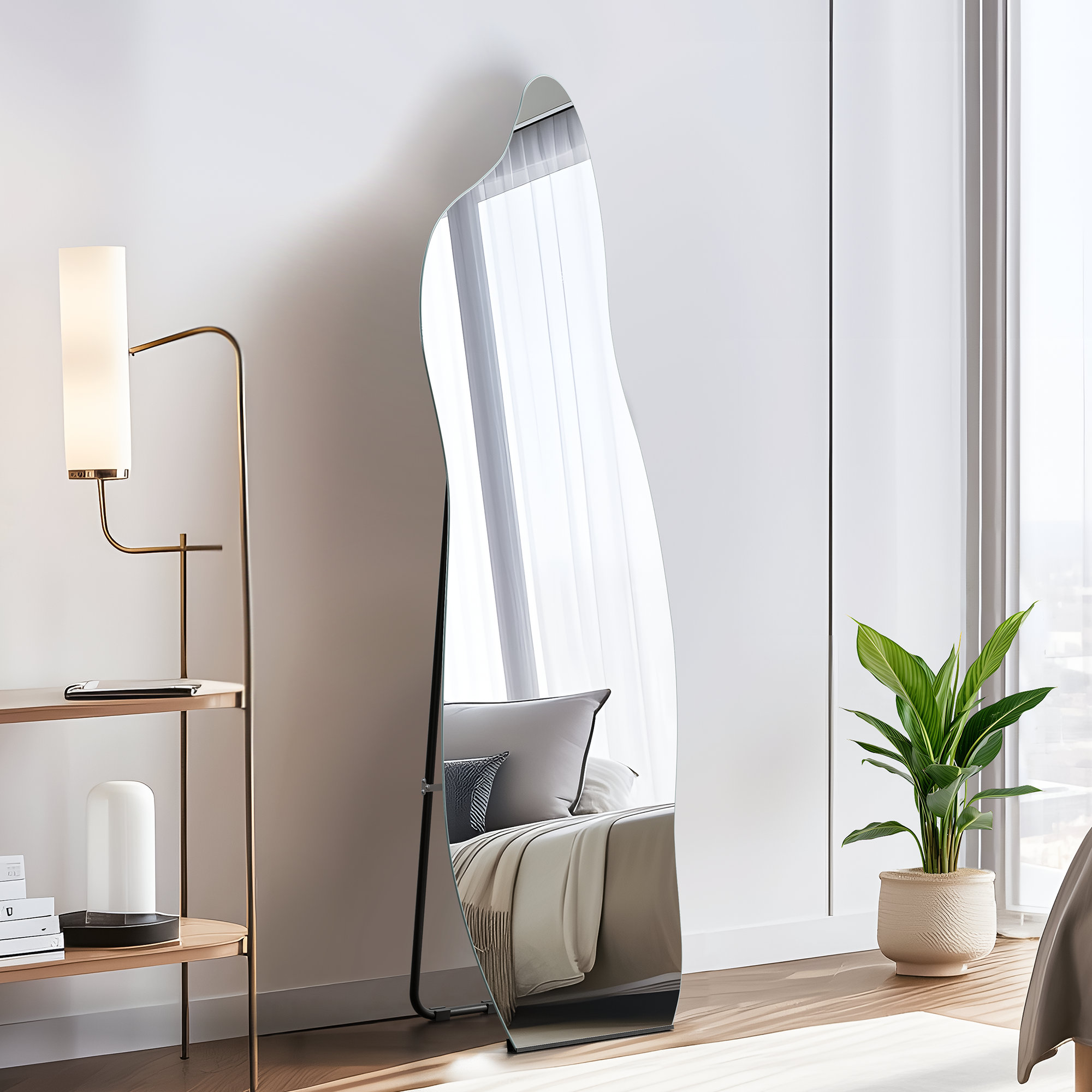 Wrought Studio™ Asymmetrical LED Full Length Mirror Wall Mirror with ...