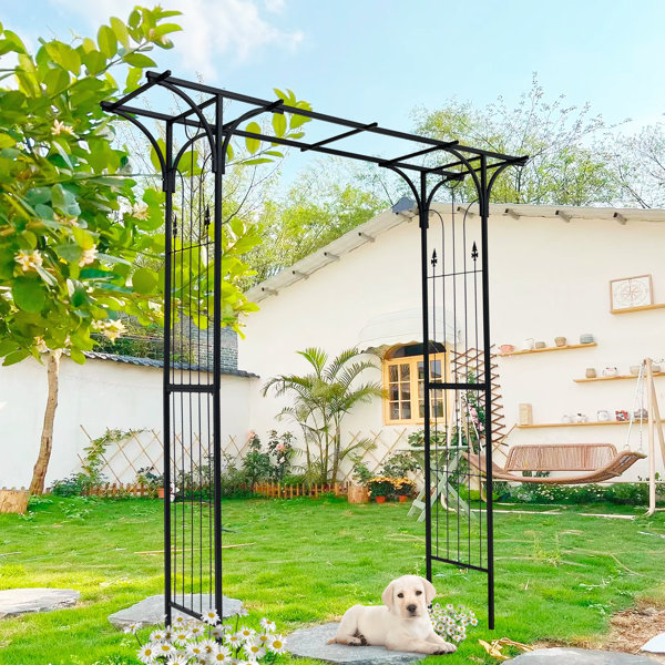 Kang Kai Metal Garden Arch With Black Powder Coated Climbing Plants ...