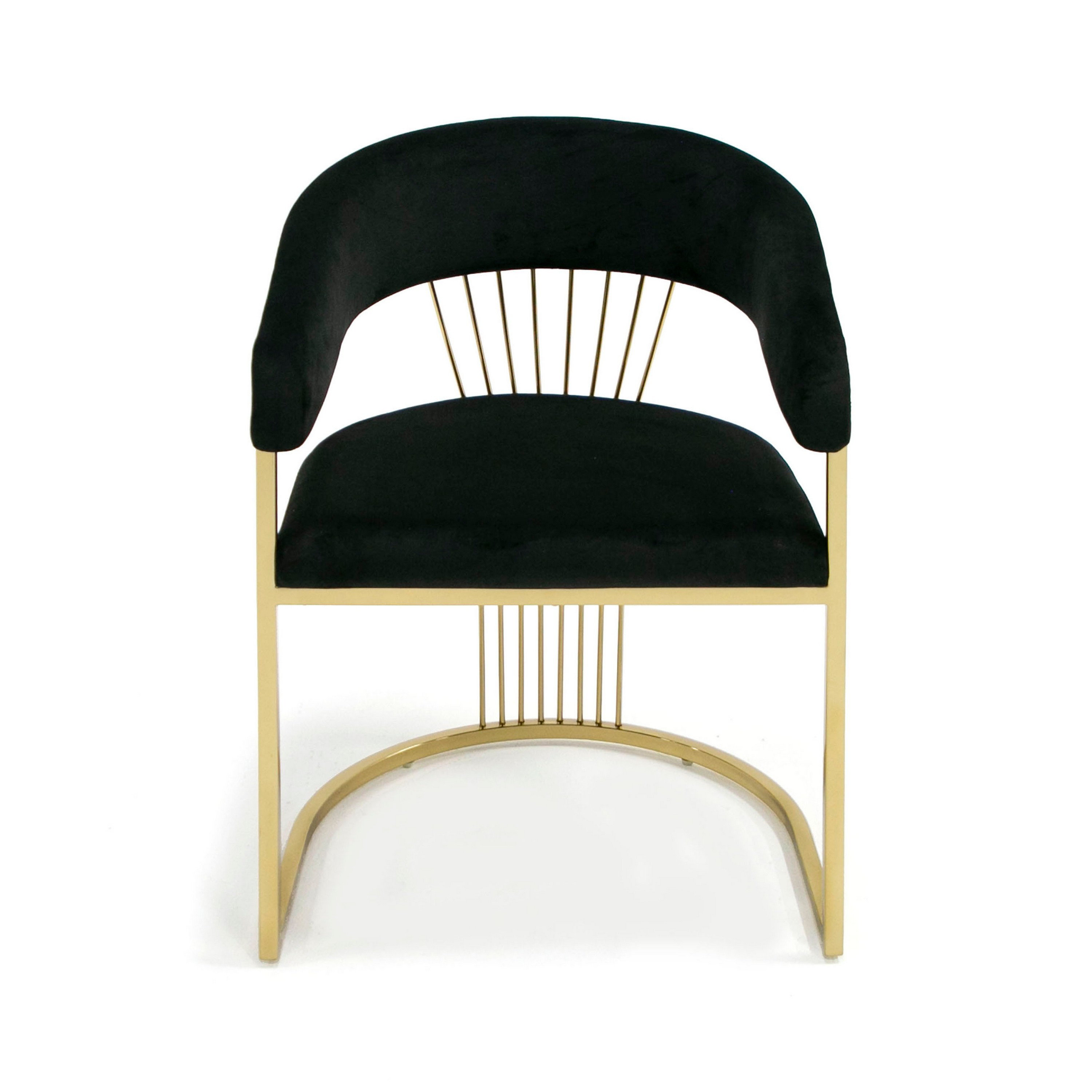 Benjara Moha 24 Inch Dining Chair, Round Cantilever Base, Black Velvet ...
