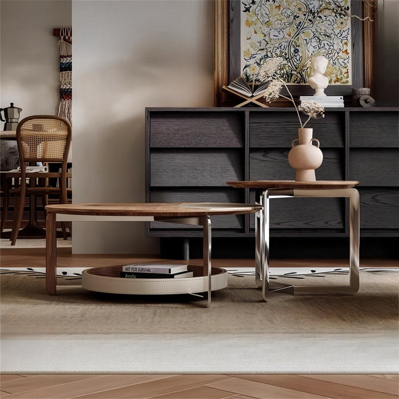 Brayden Studio® Round Combination Colorblock Coffee Table For Living ...