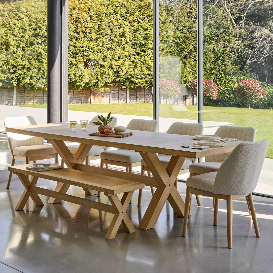 Brambly Cottage Gracela 8 - Person Solid Oak Dining Set | Wayfair.co.uk