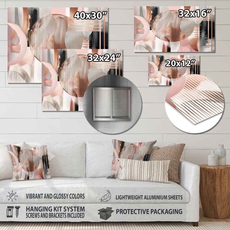 Ivy Bronx Pink Stripes and Lines Modern Art IV - Modern Shapes ...