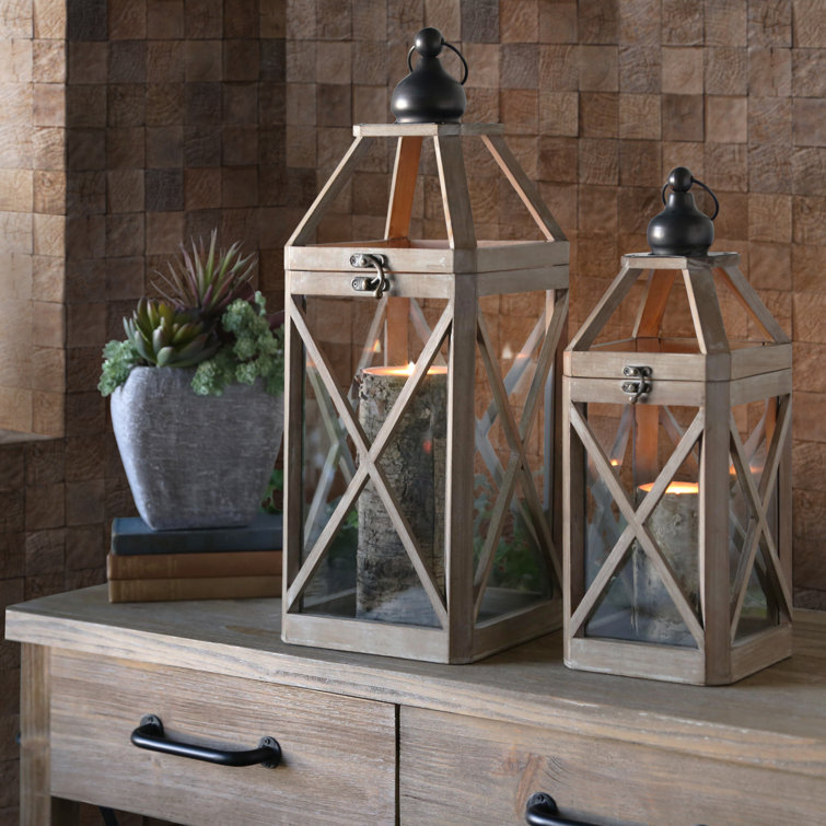 Gracie Oaks Wood Tabletop Lantern | Wayfair