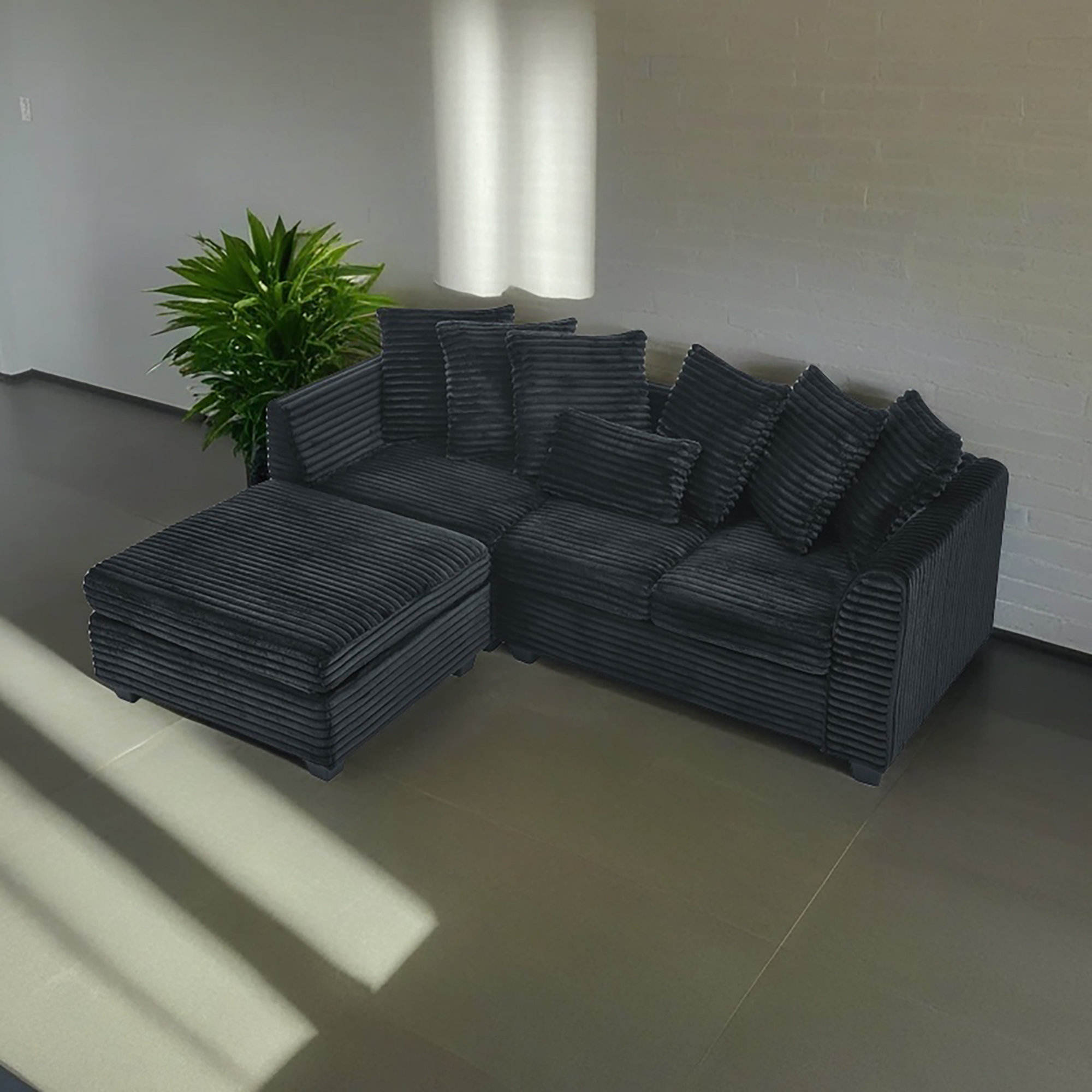 Mercer41 Corduroy Tufted Upholstered Sleeper Sectional Sofa, L-Shaped ...