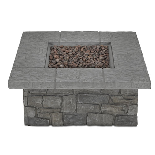 SEDONA 38" Square Concrete Propane or Natural Gas Fire Pit Table by ...