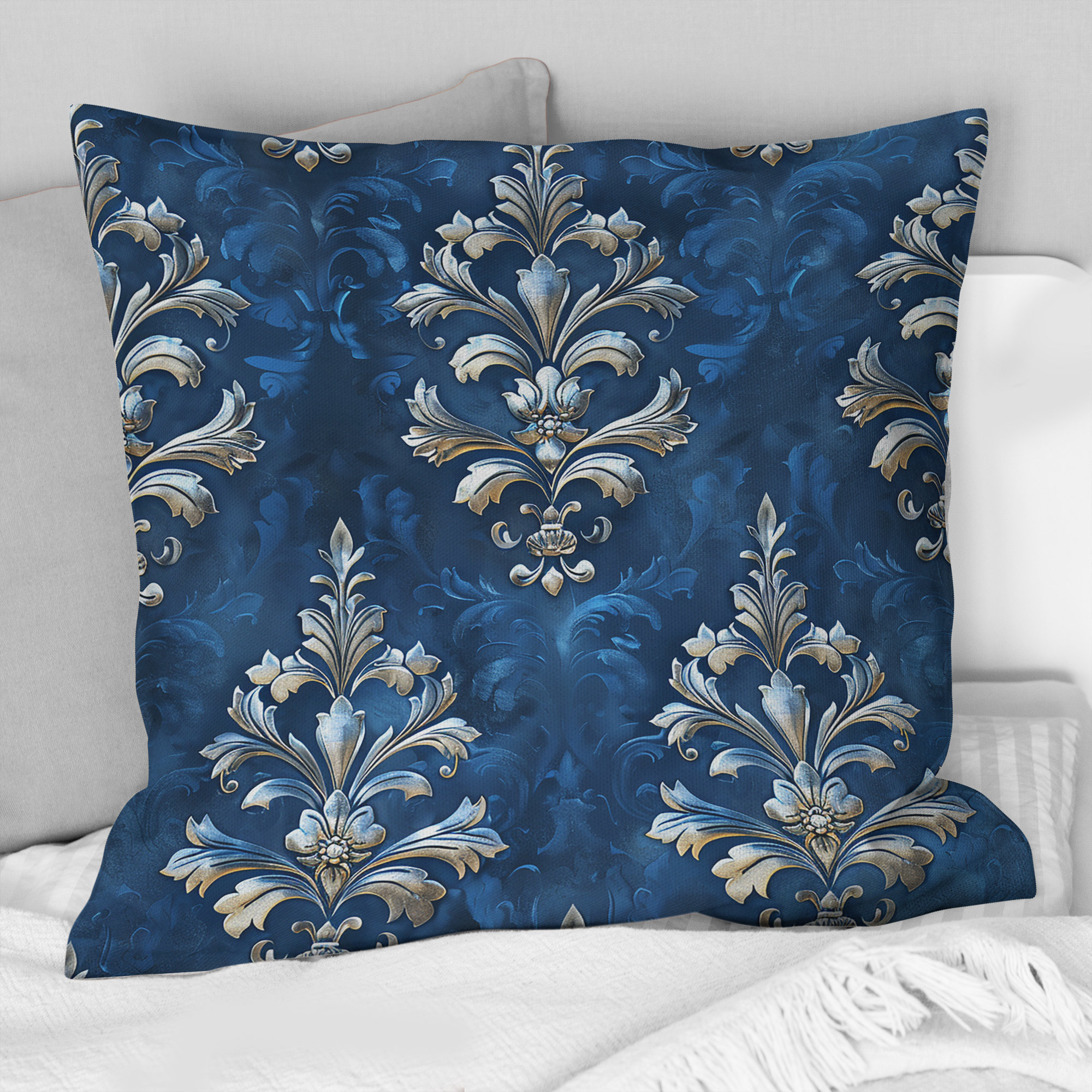 Design Art Glamorous Damask Print I - Glam Throw Pillow | Wayfair