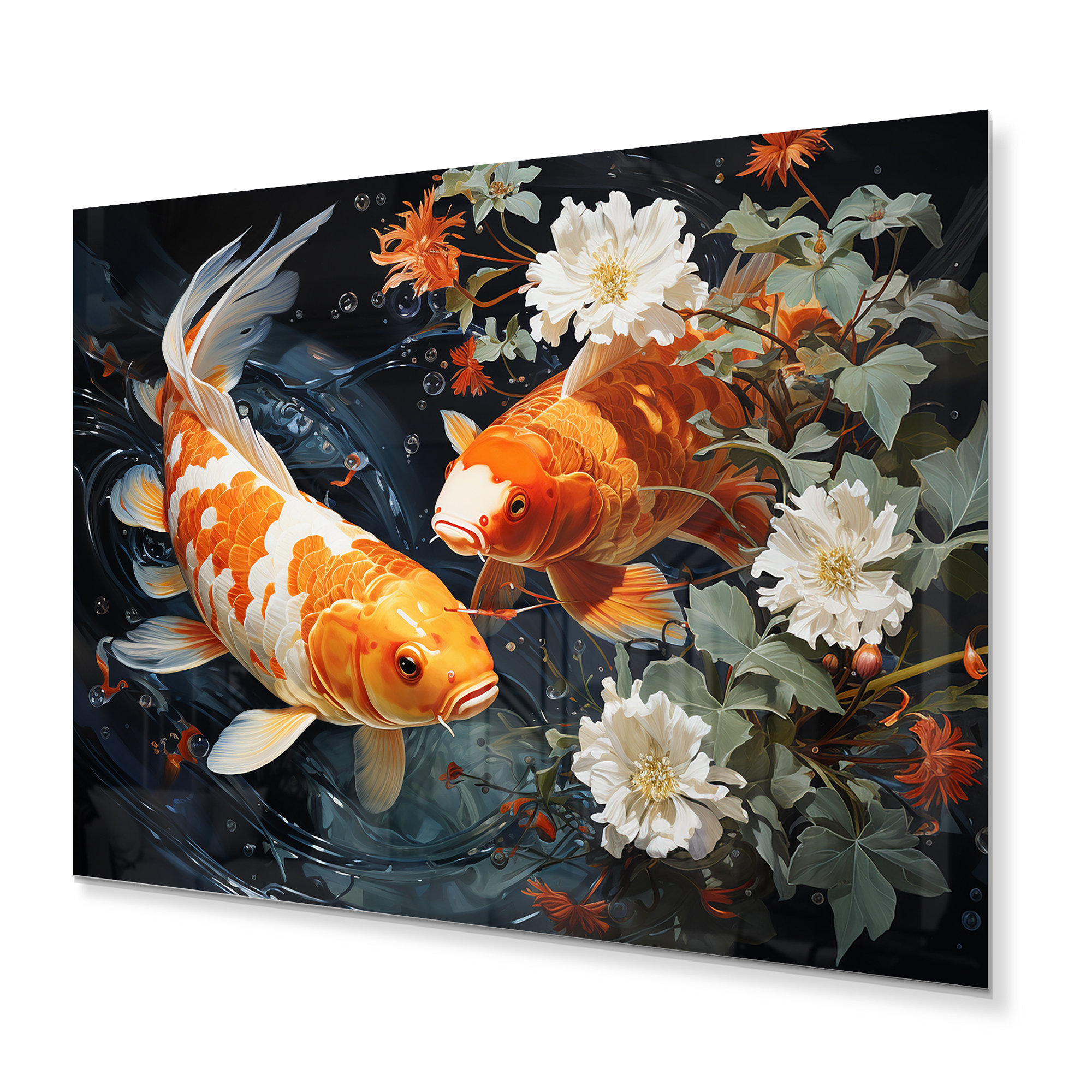 Red Barrel Studio® Asian Art Koi Dance II On Metal Print | Wayfair