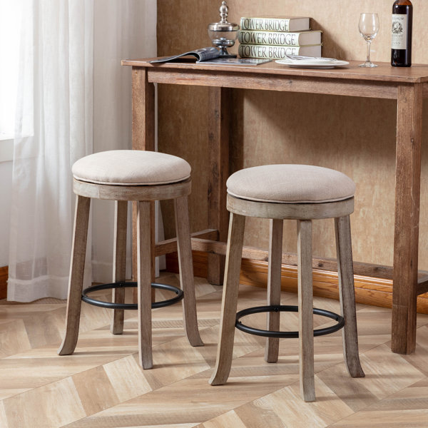 Red Barrel Studio® Sefedin 25.6" Swivel Upholstered Seat Solid Wood ...