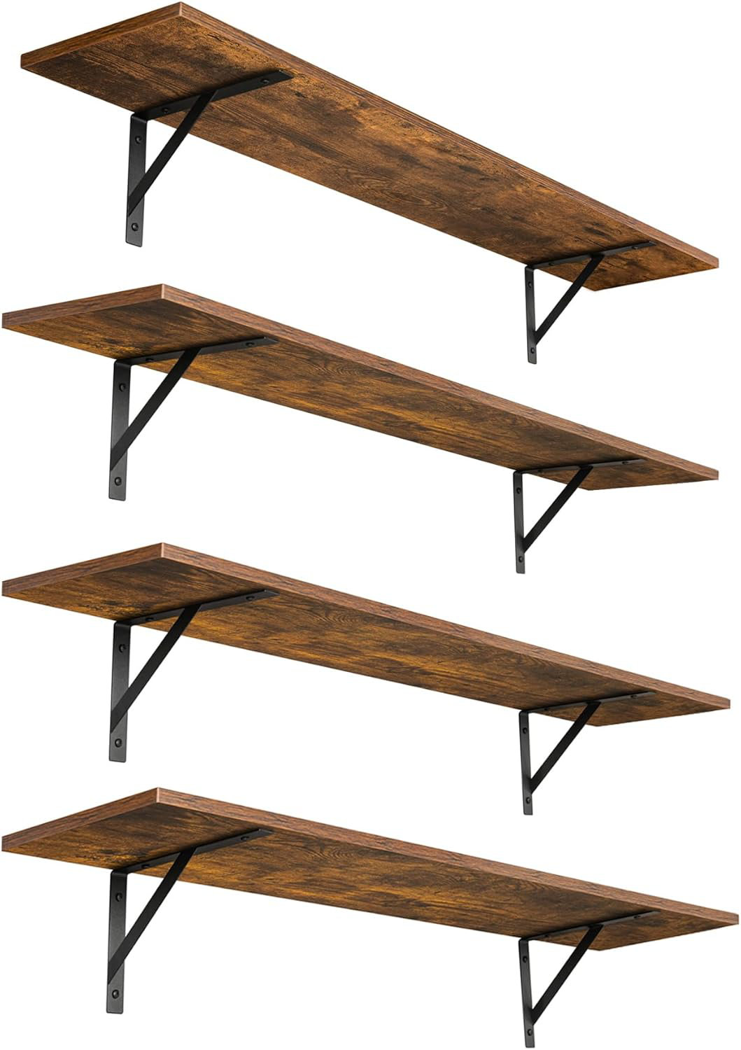 17 Stories Extra Long Wall Mounted Shelves Set Of 4 With Heavy Duty ...