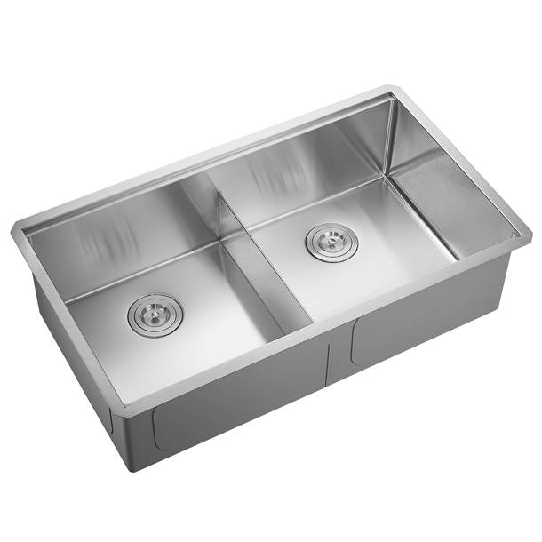 Serene Valley 36 in. Double Bowl Undermount Kitchen Sink, Thin Divider ...
