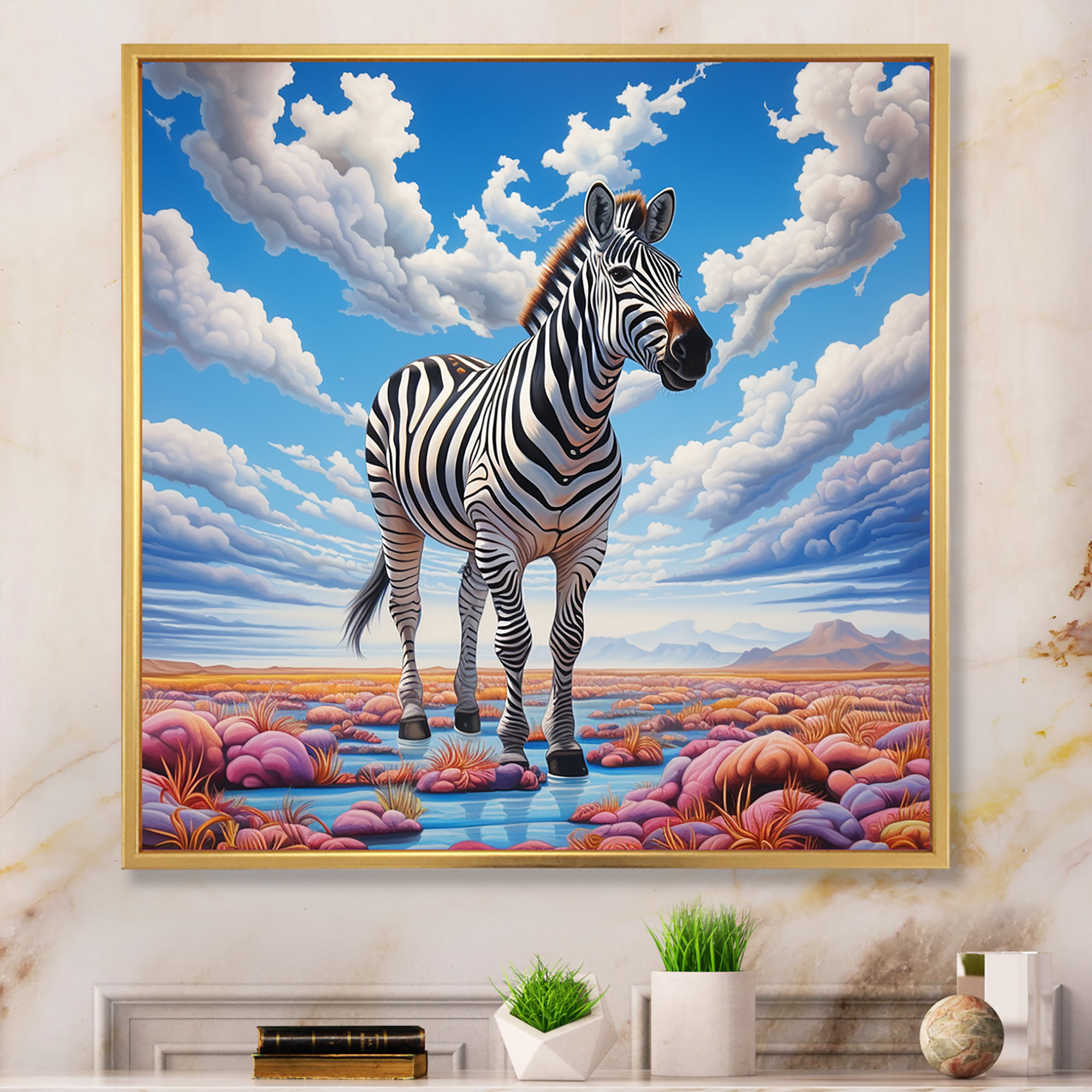 Ebern Designs Surreal Zebra Dreams II Framed On Canvas Print | Wayfair