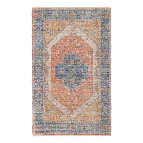 Langley Street Watkin Handmade Hand Loomed Orange/Yellow/Blue Rug ...