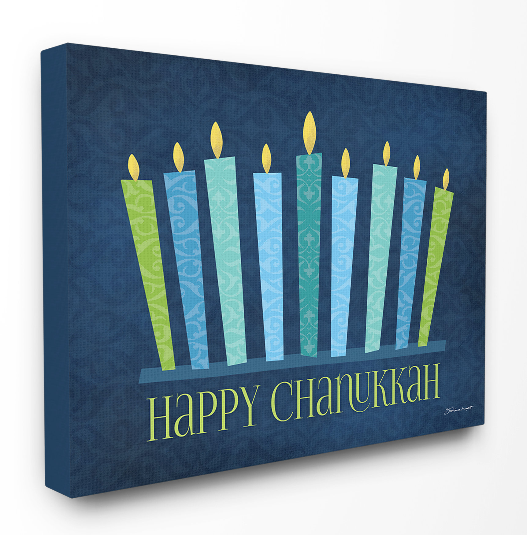 Stupell Industries " Menorah 'Happy Chanukah' Graphic Art Print " | Wayfair