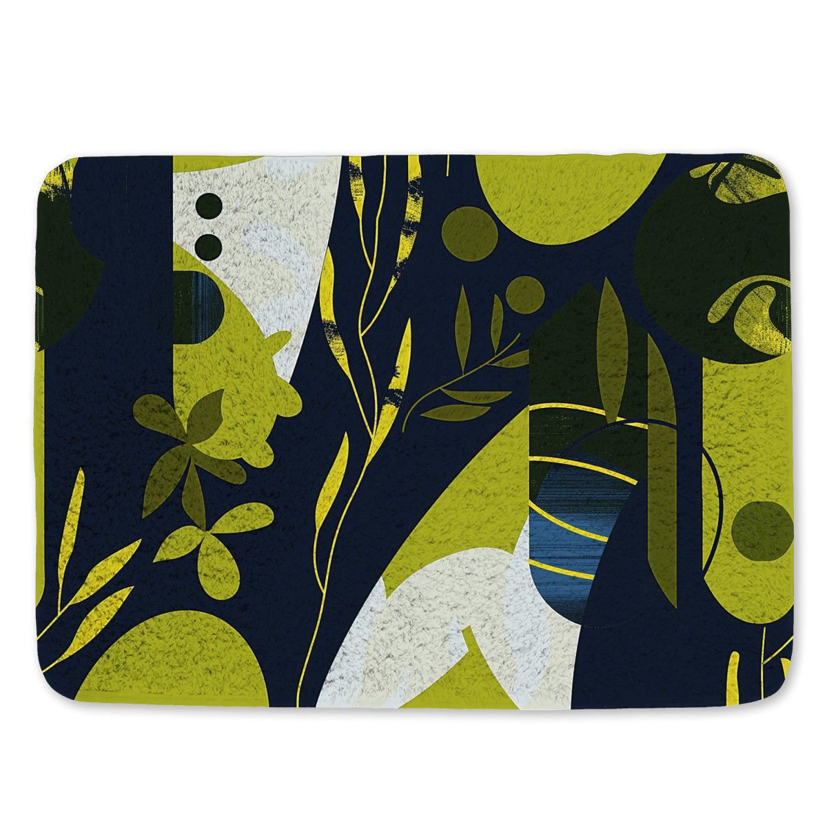 VisionDecor Trendy Floral Plush Botanical Bath Mat Foliage Bathroom ...
