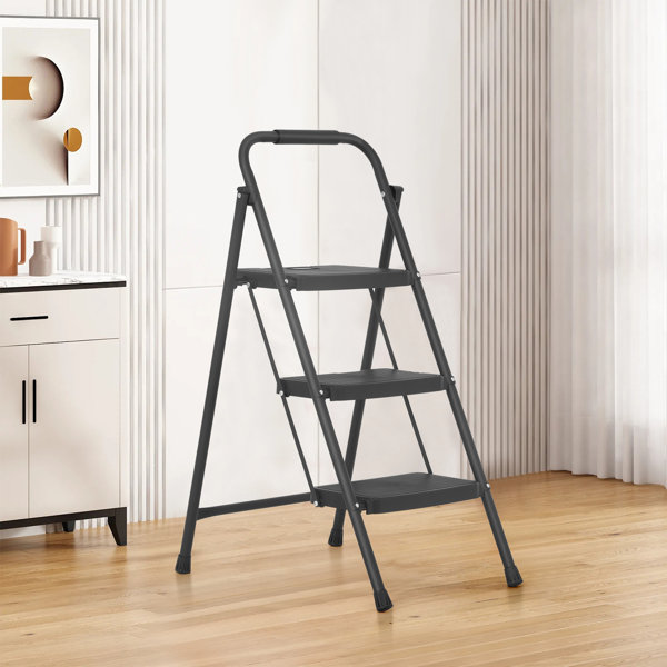 Symple Stuff Catawissa 3 - Step Steel Folding Small Step Ladder | Wayfair