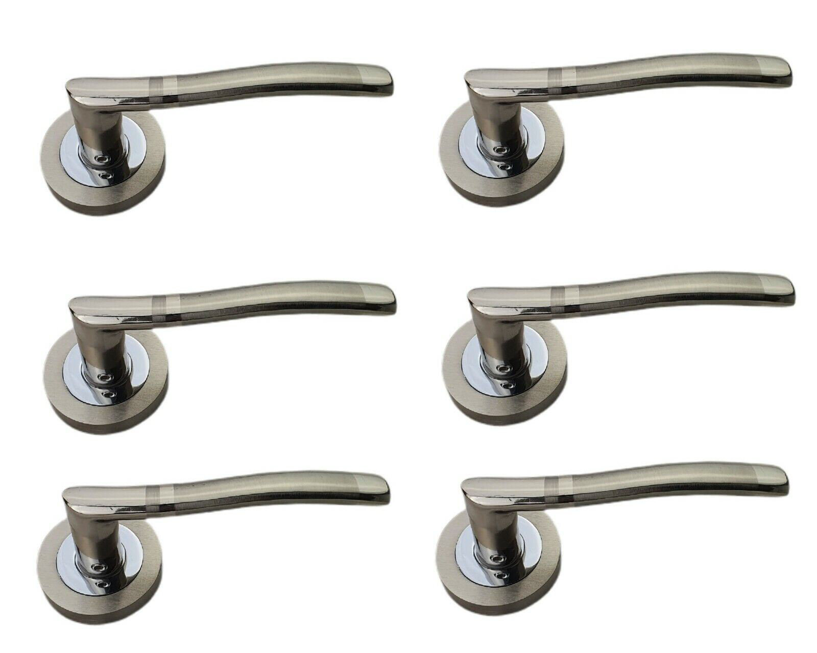 Brayden Studio 6 Pairs Select Lever Door Handles on Round Rose in Duo ...