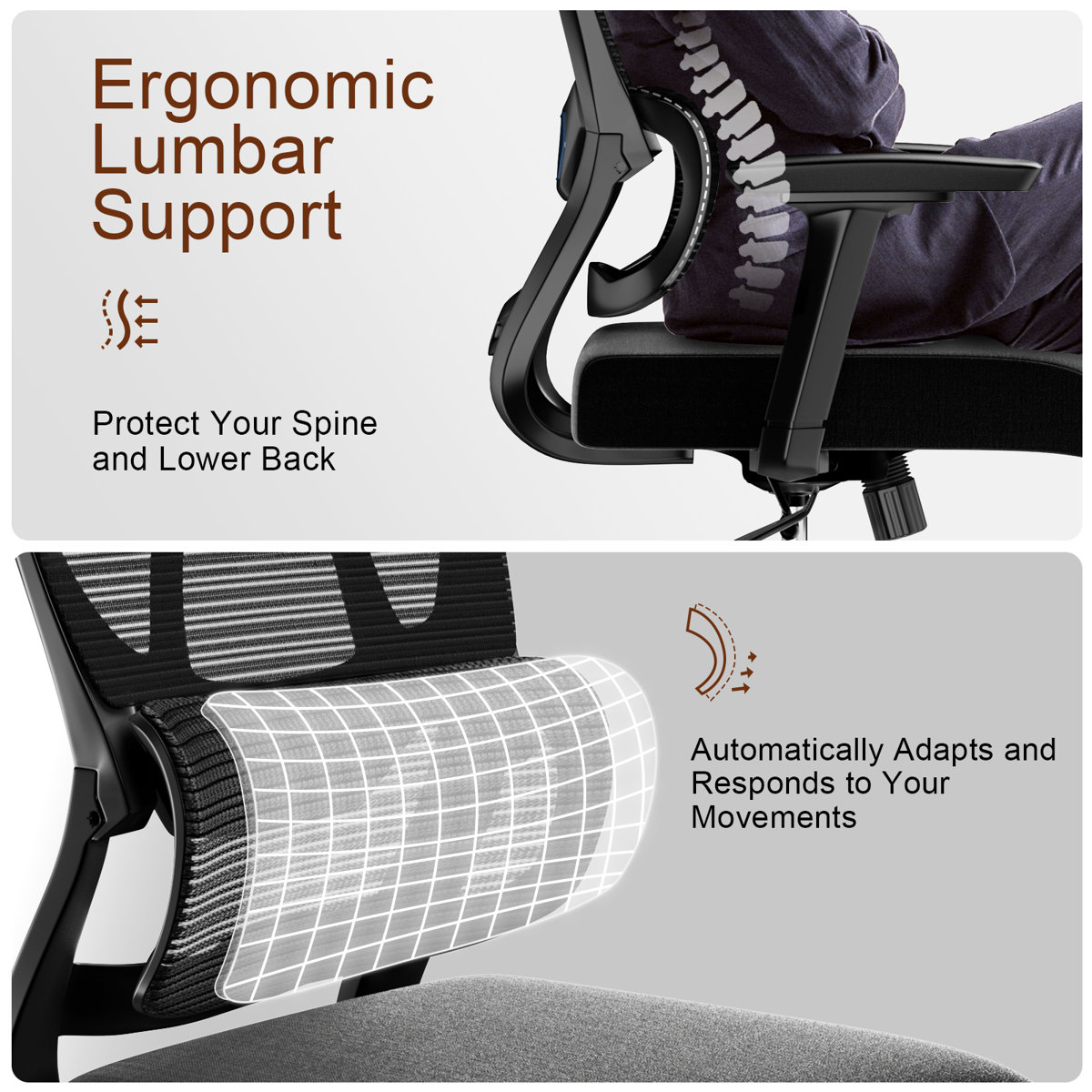 Inbox Zero Mersed Office Chair Ergonomic Office Chair with Adaptive ...