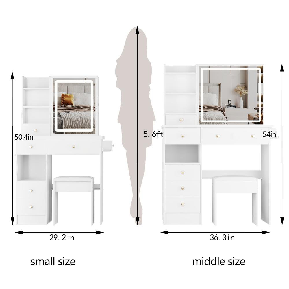 Wrought Studio™ 29.2" Bedside Vanity Table with Cushioned Stool ...