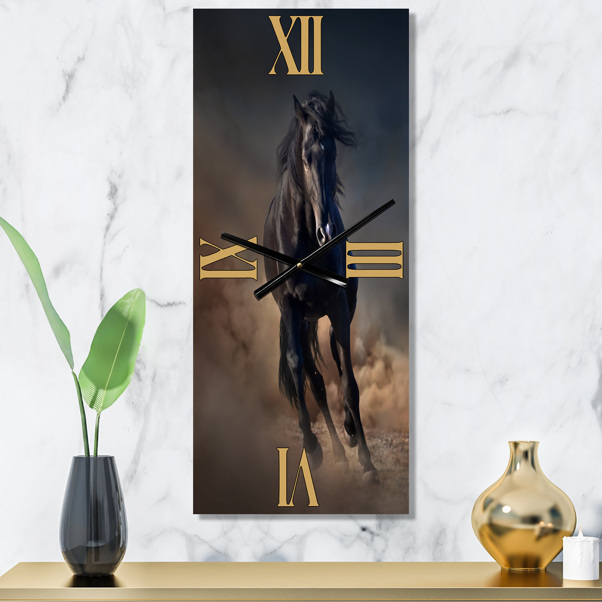 East Urban Home Portrait of Thoroughbred Nonius Stallion Horse I Wall Clock | Wayfair