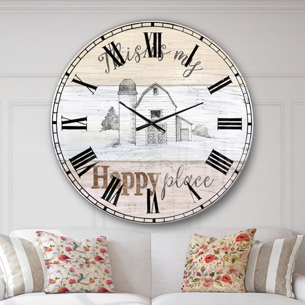 The Twillery Co.® Swigart Oversized Farmhouse Moment Barns Wall Clock ...