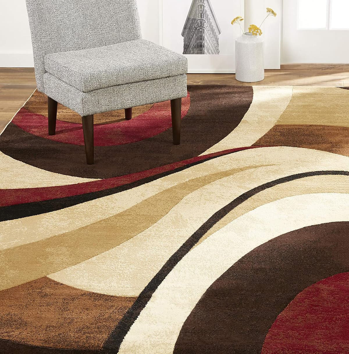 Orren Ellis 7'10" Tribeca Slade Round Modern Area Rug, Abstract in ...