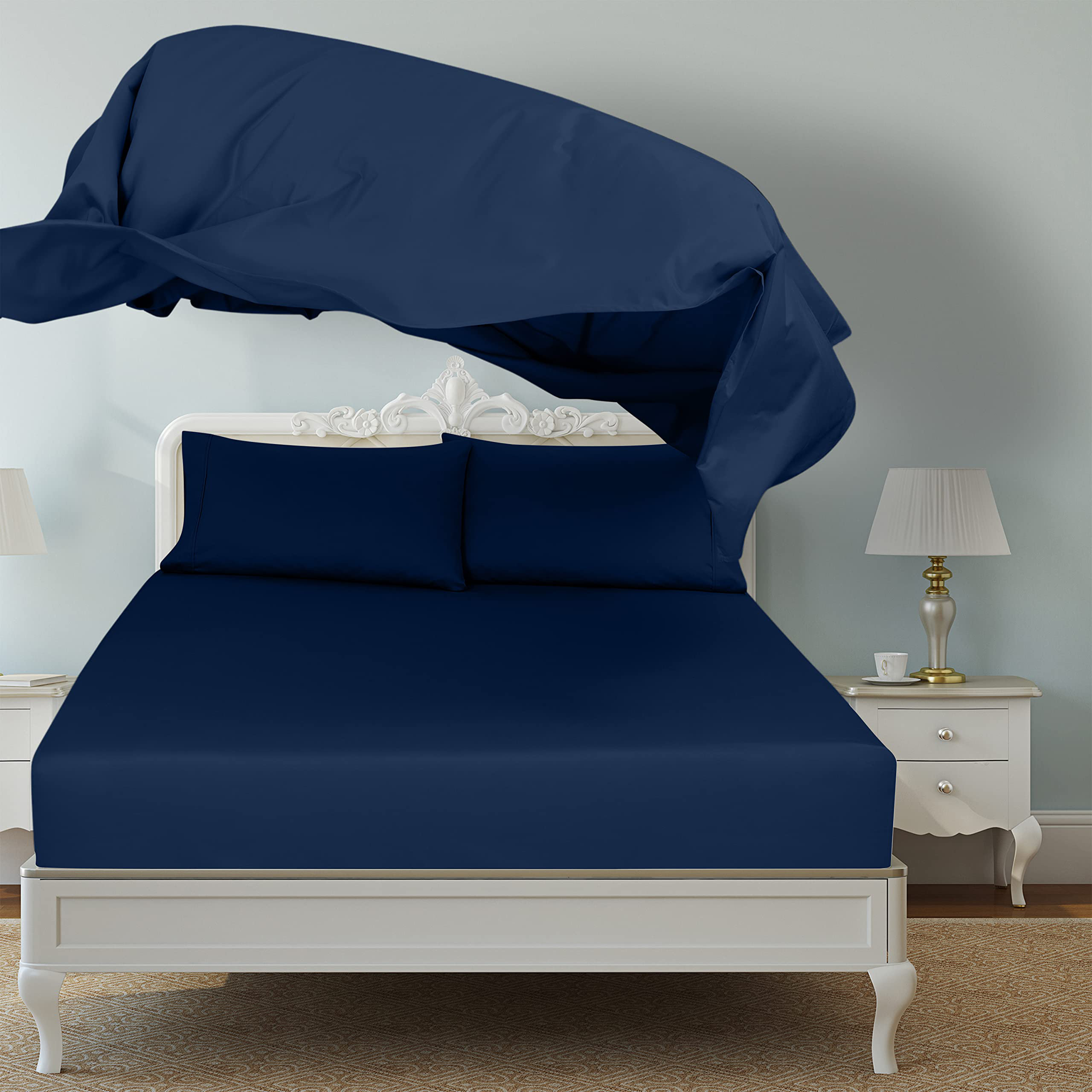 Royale Linens 2 Pack Bulk Set | Top Sheets | Soft Microfiber | Wrinkle ...