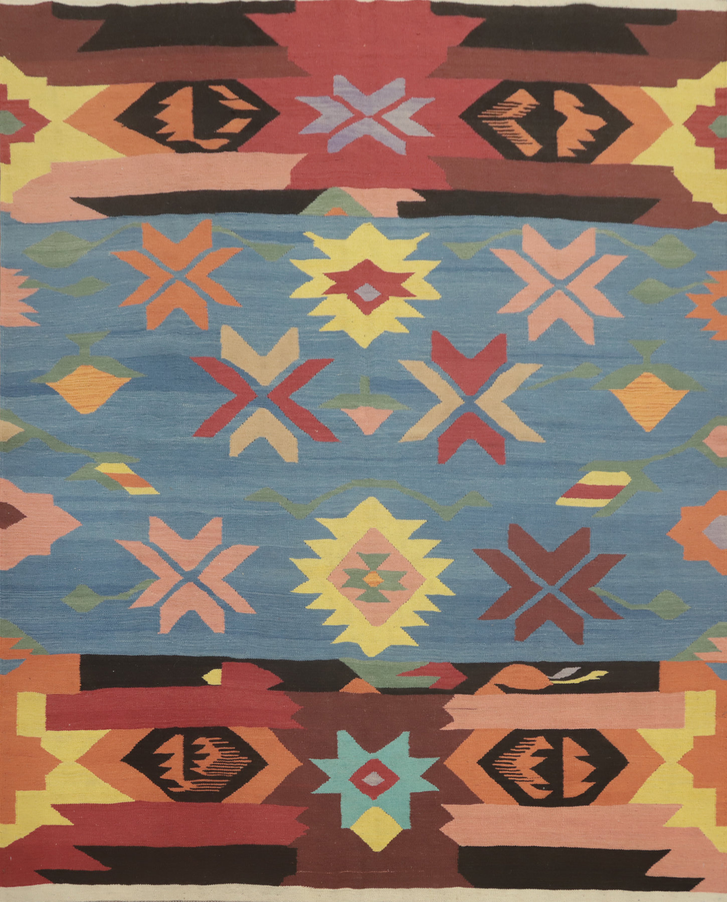 Isabelline Blue Tribal Kilim Square Area Rug 8x8 | Wayfair