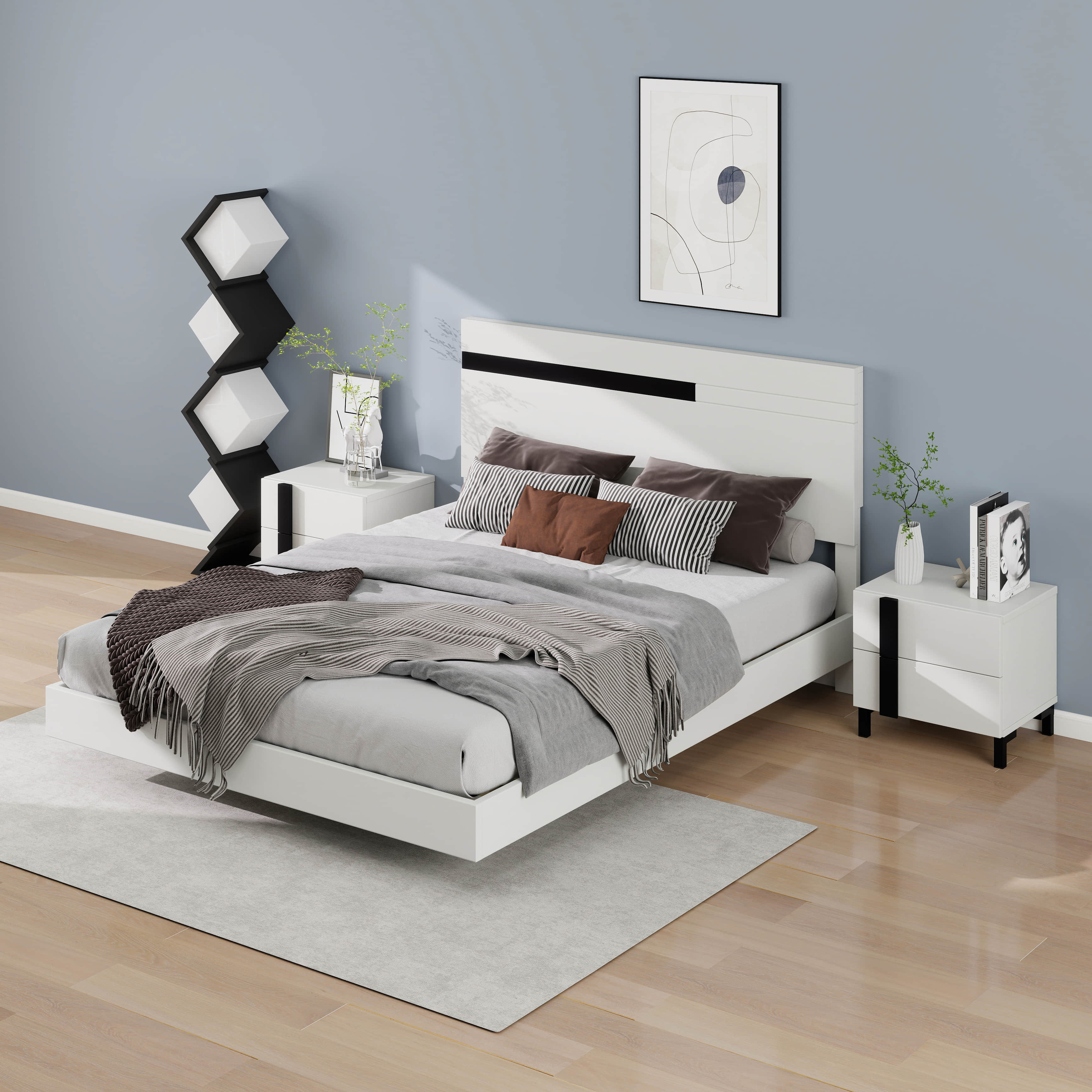 Latitude Run® Modern Floating Bed Frame Queen Size Platform Bed With ...