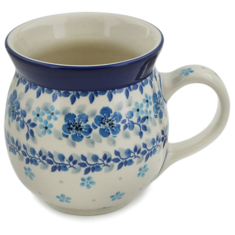 Polmedia Polish Pottery 16 Oz Stoneware Bubble Mug - Winter Wreath ...