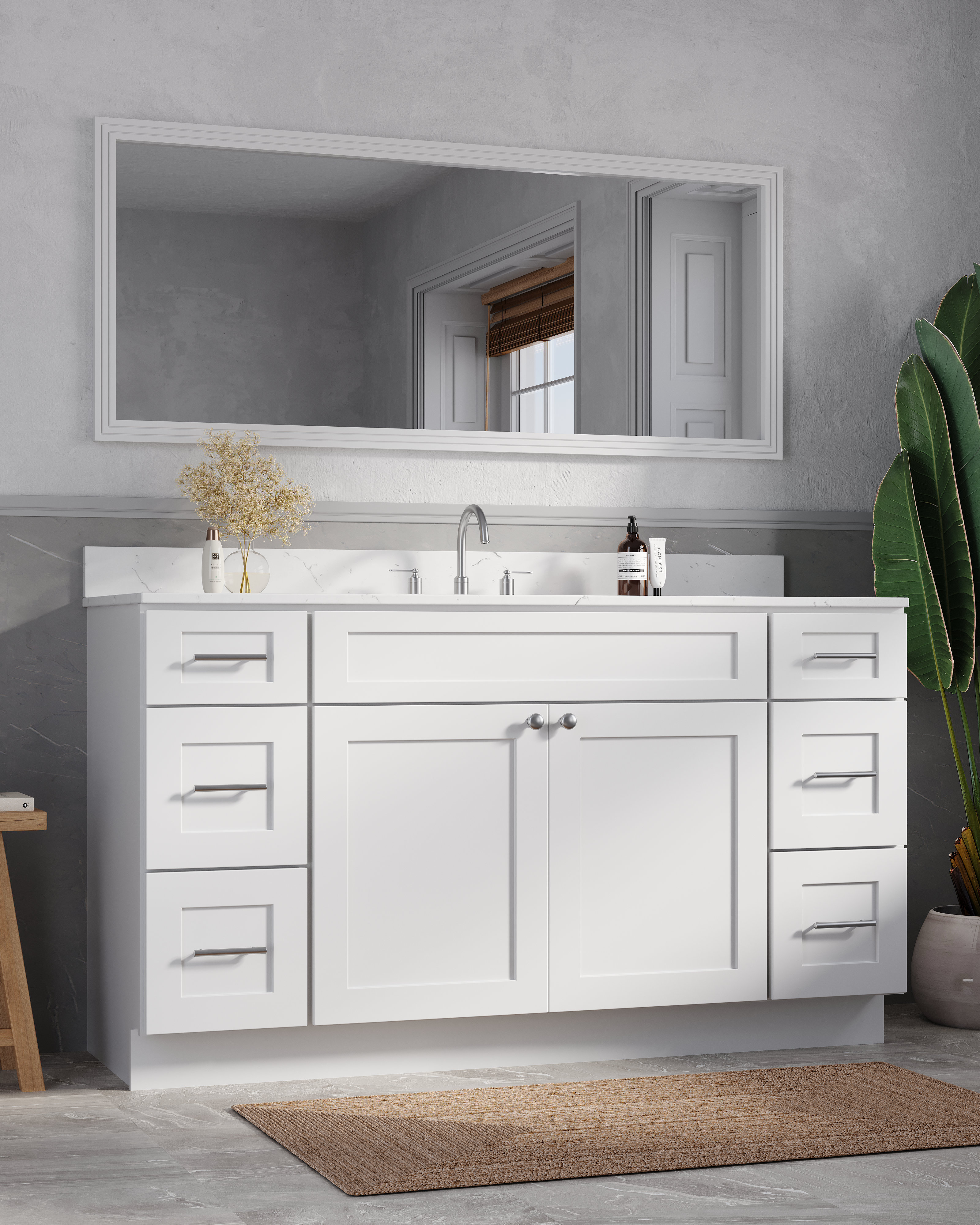 DISAR 61'' Single Bathroom Vanity with Carrara Quartz Top - Wayfair Canada