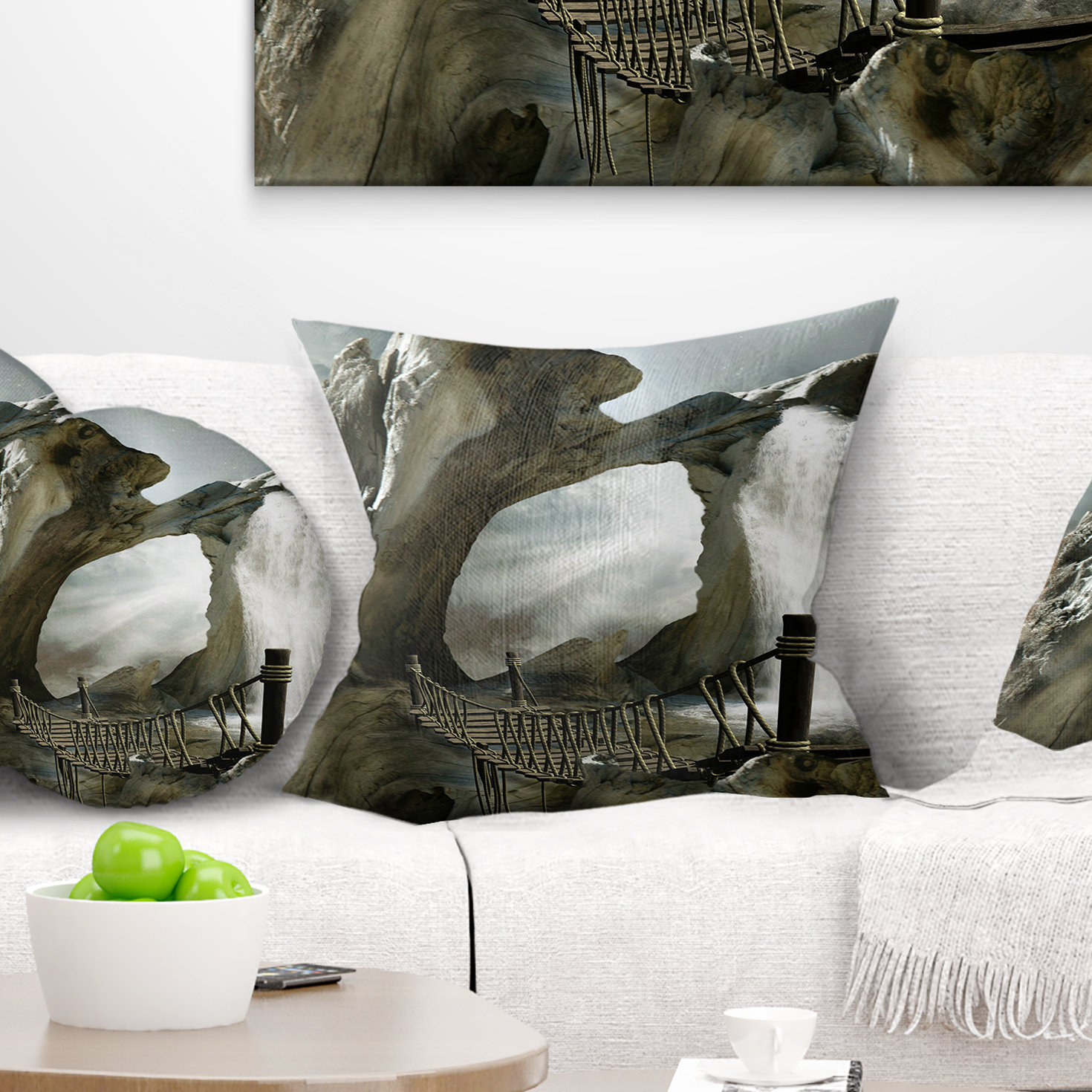Design Art Large Trunk with Waterfall Landscape Printed Pillow | Wayfair
