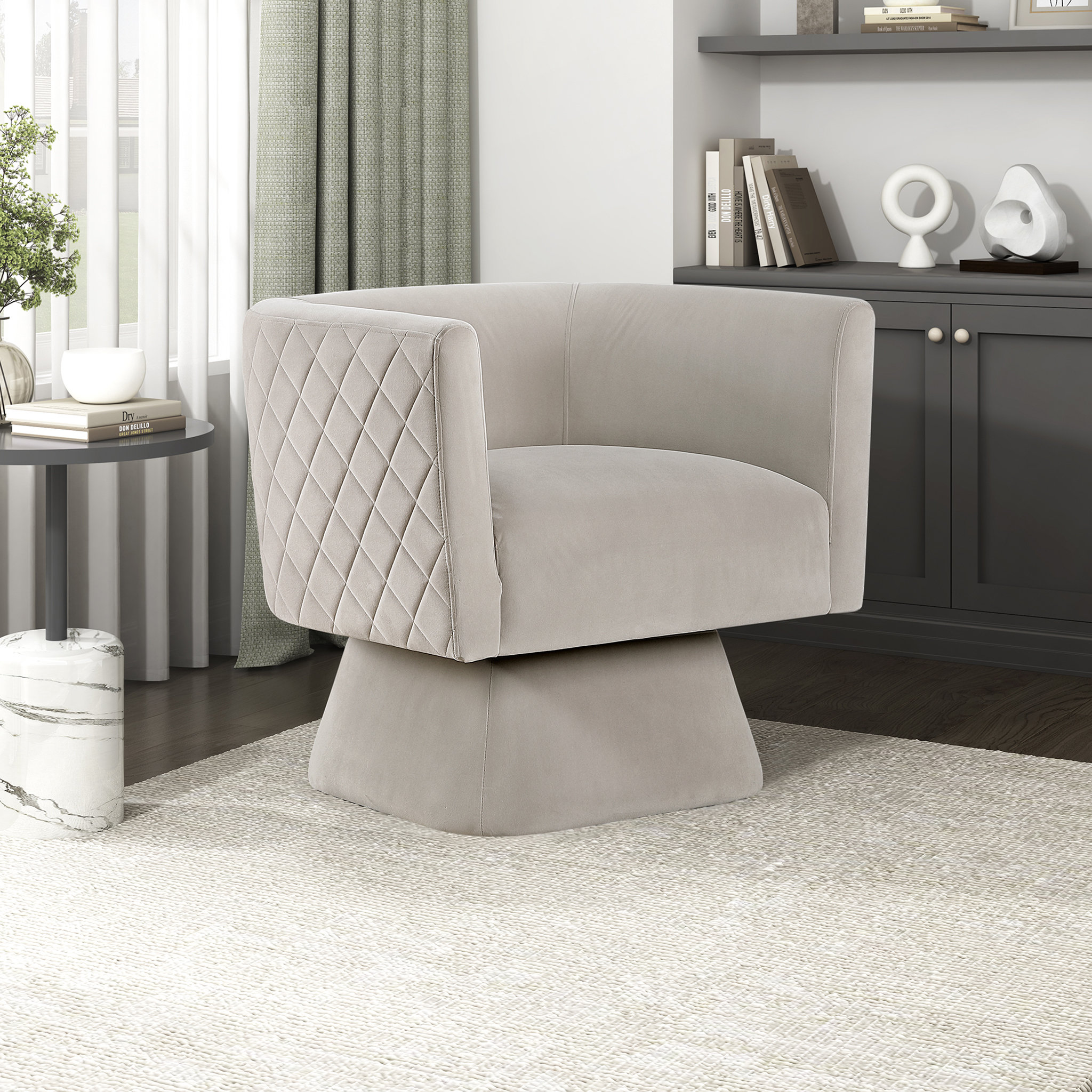 Mercer41 Earl 29" Modern Velvet Swivel Accent Chair – 360° Rotating ...