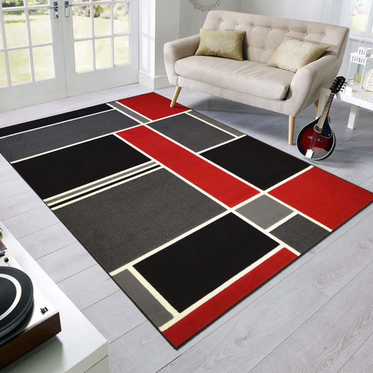 Ivy Bronx Modern Rug DESIGN 4037-BLACK-RED | Wayfair.co.uk