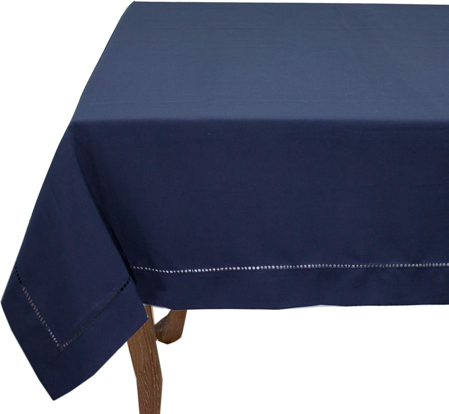 Fennco Styles Navy Blue Hemstitched Border Tablecloth | Wayfair