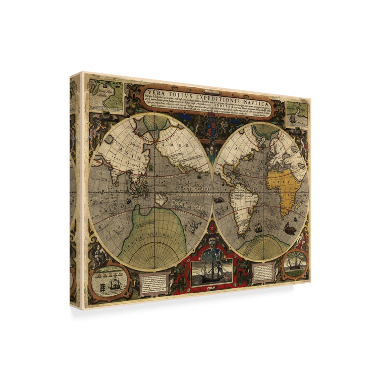 Trademark Art Map Of The World 1595 On Canvas by Lavoie Print | Wayfair