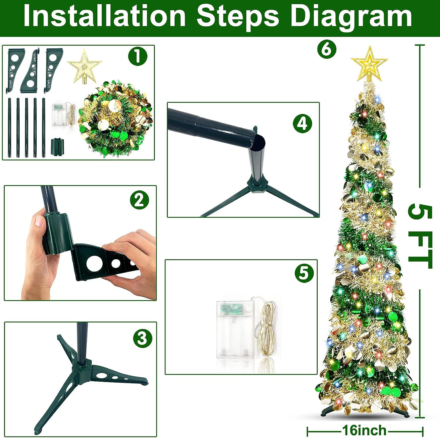 The Holiday Aisle® Jahmarcus 60' Lighted Artificial Christmas Tree ...