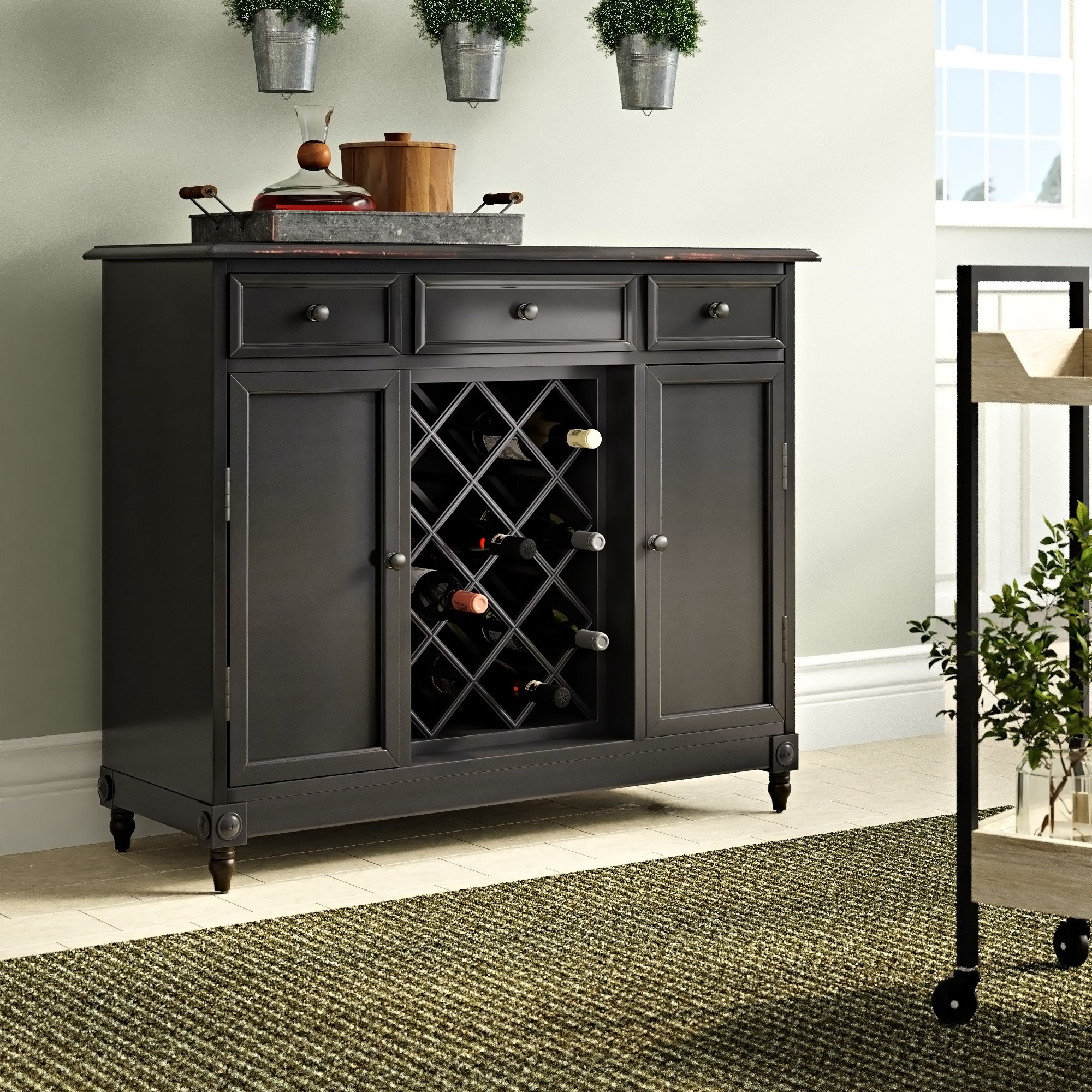 August Grove® 46" Wide 3 Drawer Wine Rack & Reviews | Wayfair
