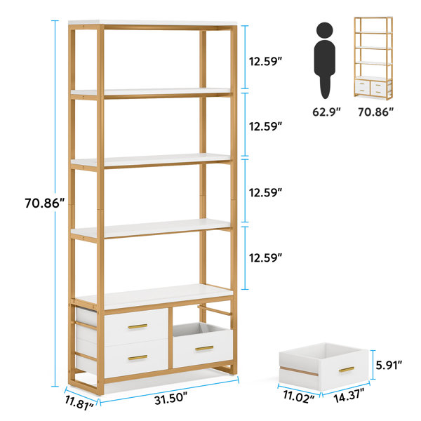 Mercer41 Fabyola 70.9'' H x 31.5'' W Bookcase & Reviews | Wayfair