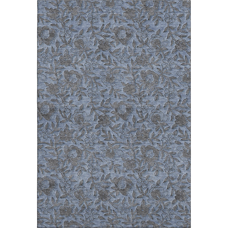 Bungalow Rose Premium Machine Washable Prisco Blue Rug | Wayfair