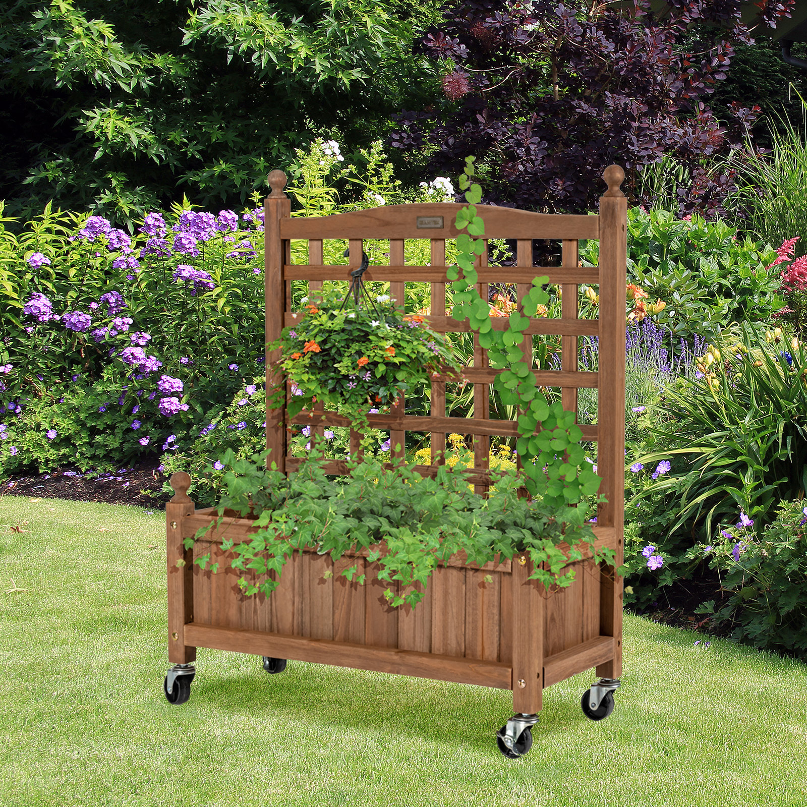 Canora Grey Brigetta Wood Planter Box with Trellis & Reviews | Wayfair