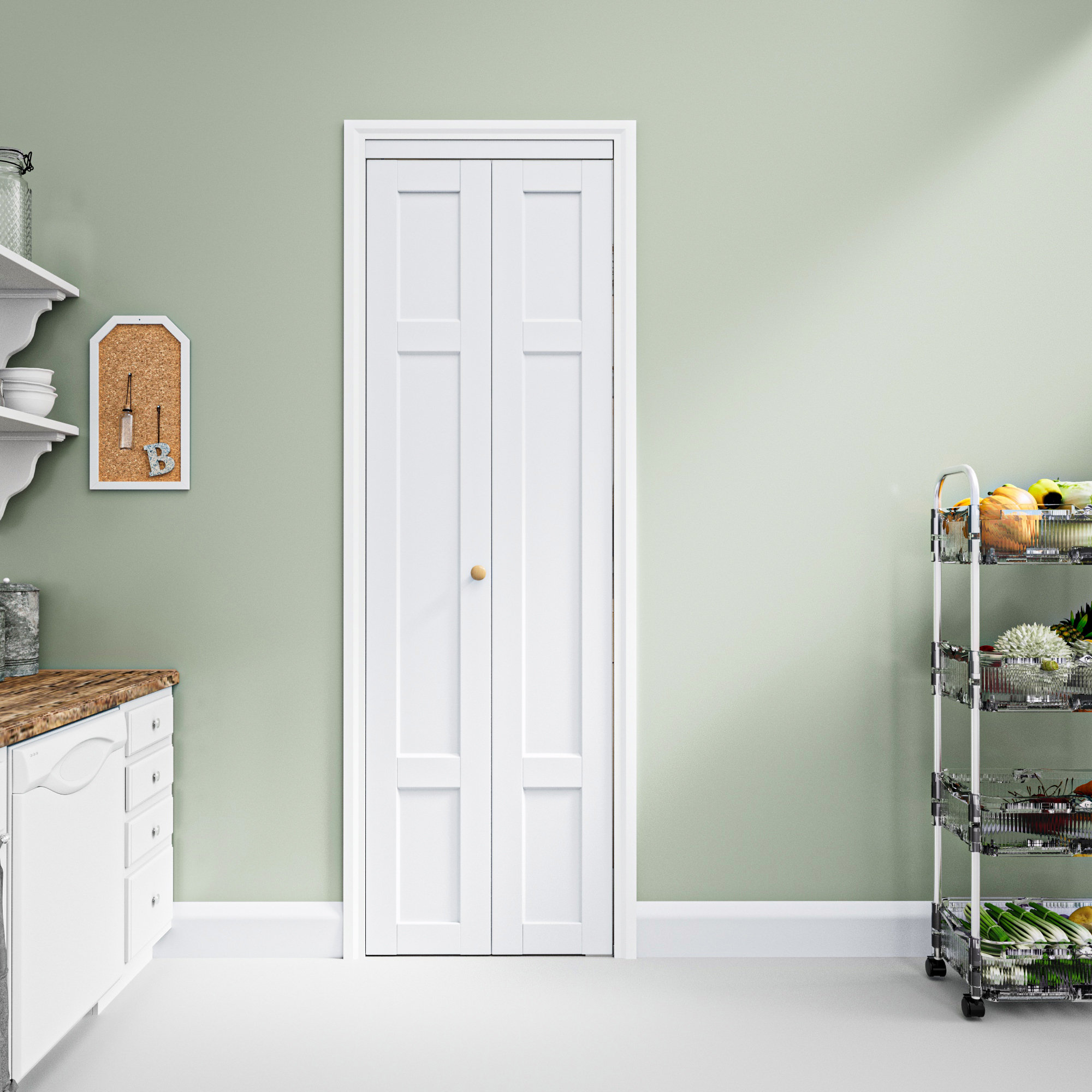 EverDoors White Primed Panel Solid Core Manufactured Wood Bi-Fold Door ...